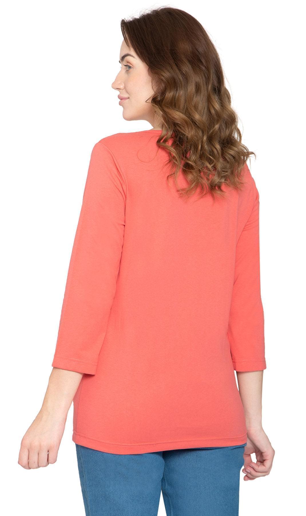 Women's 3/4 Sleeve Crew Neck Top - Comfortable Jersey Knit to Dress Up ...