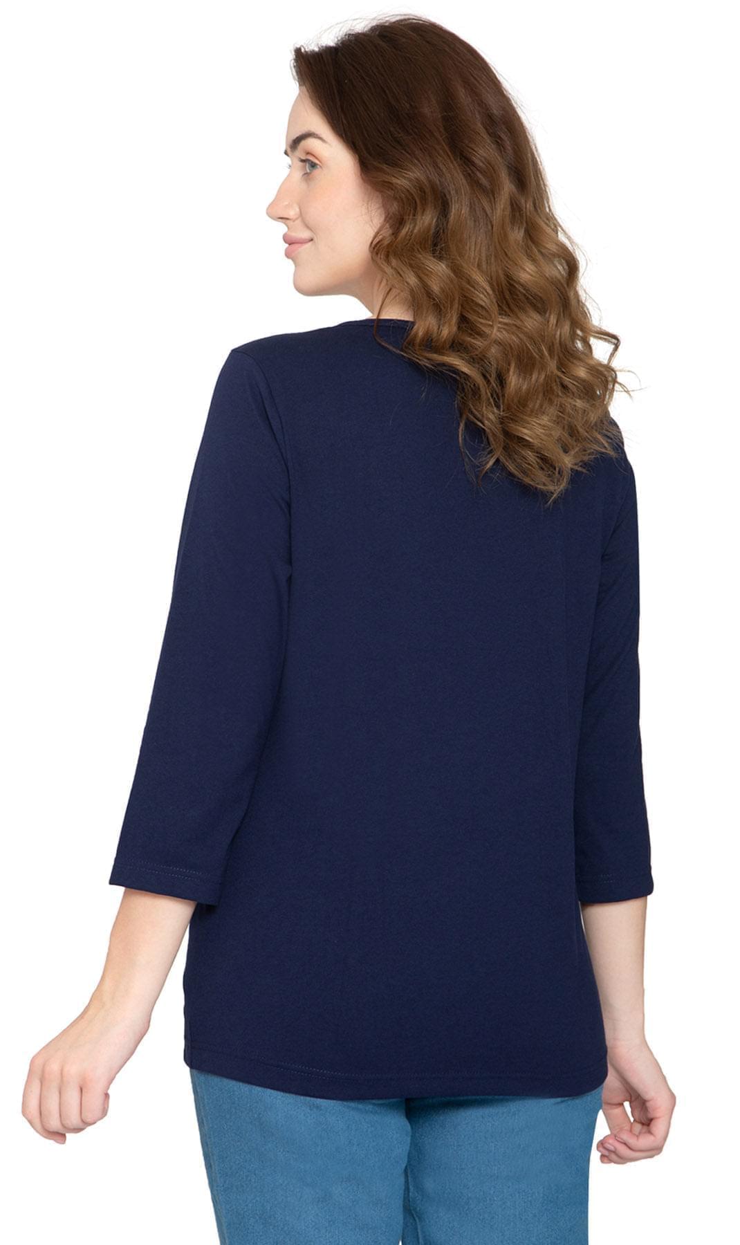 Women's 3/4 Sleeve Crew Neck Top - Comfortable Jersey Knit to Dress Up ...