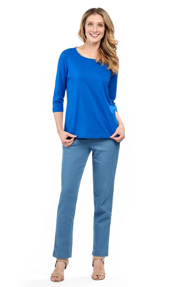 Women's 3/4 Sleeve Crew Neck Top - Comfortable Jersey Knit to Dress Up ...