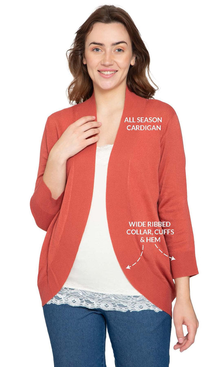 Women's Curved Hem Cardigan - Open Front Sweater in a Timeless Style ...