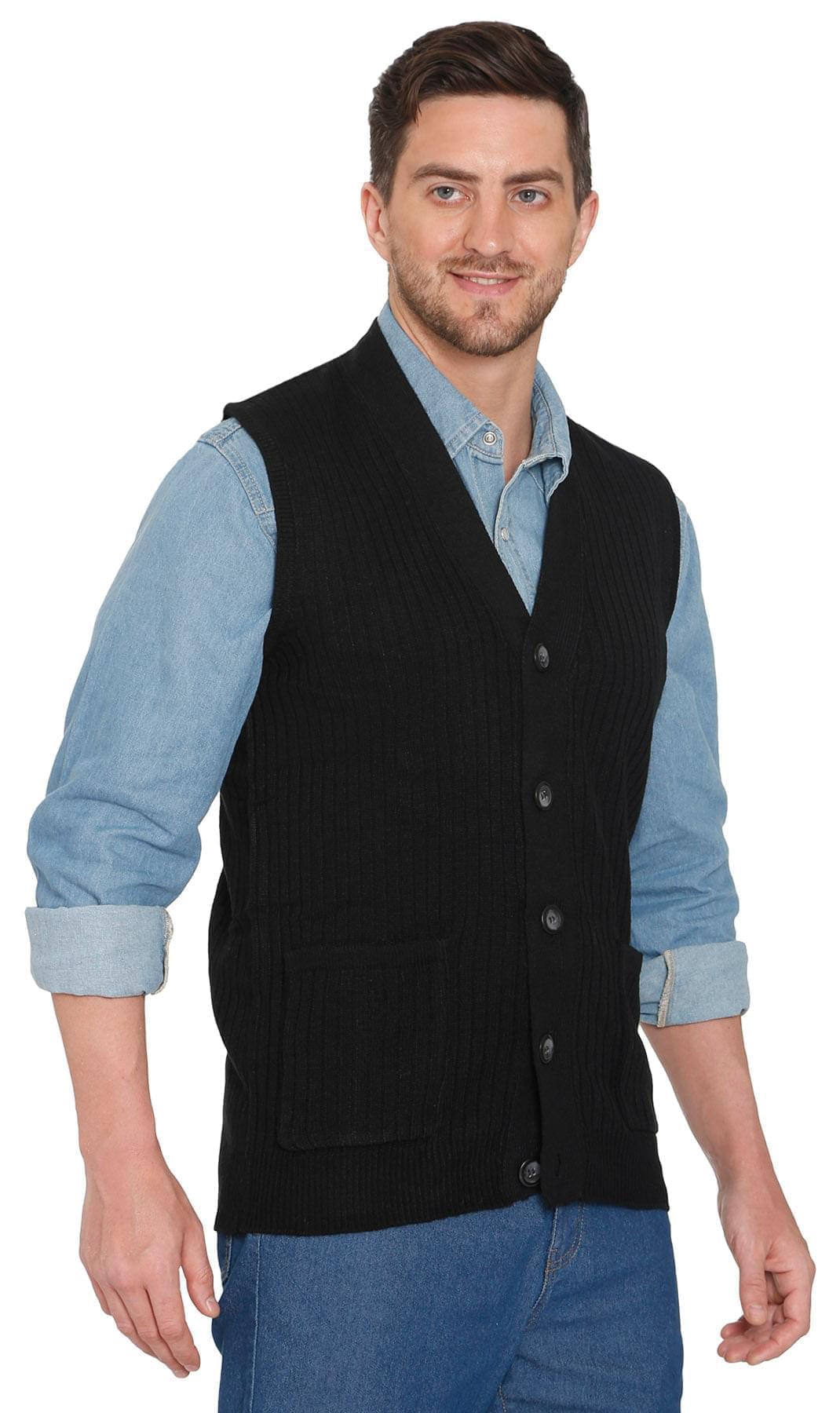 Men's Knitted Button Front Sweater Vest - Button Up Knit Vest in ...