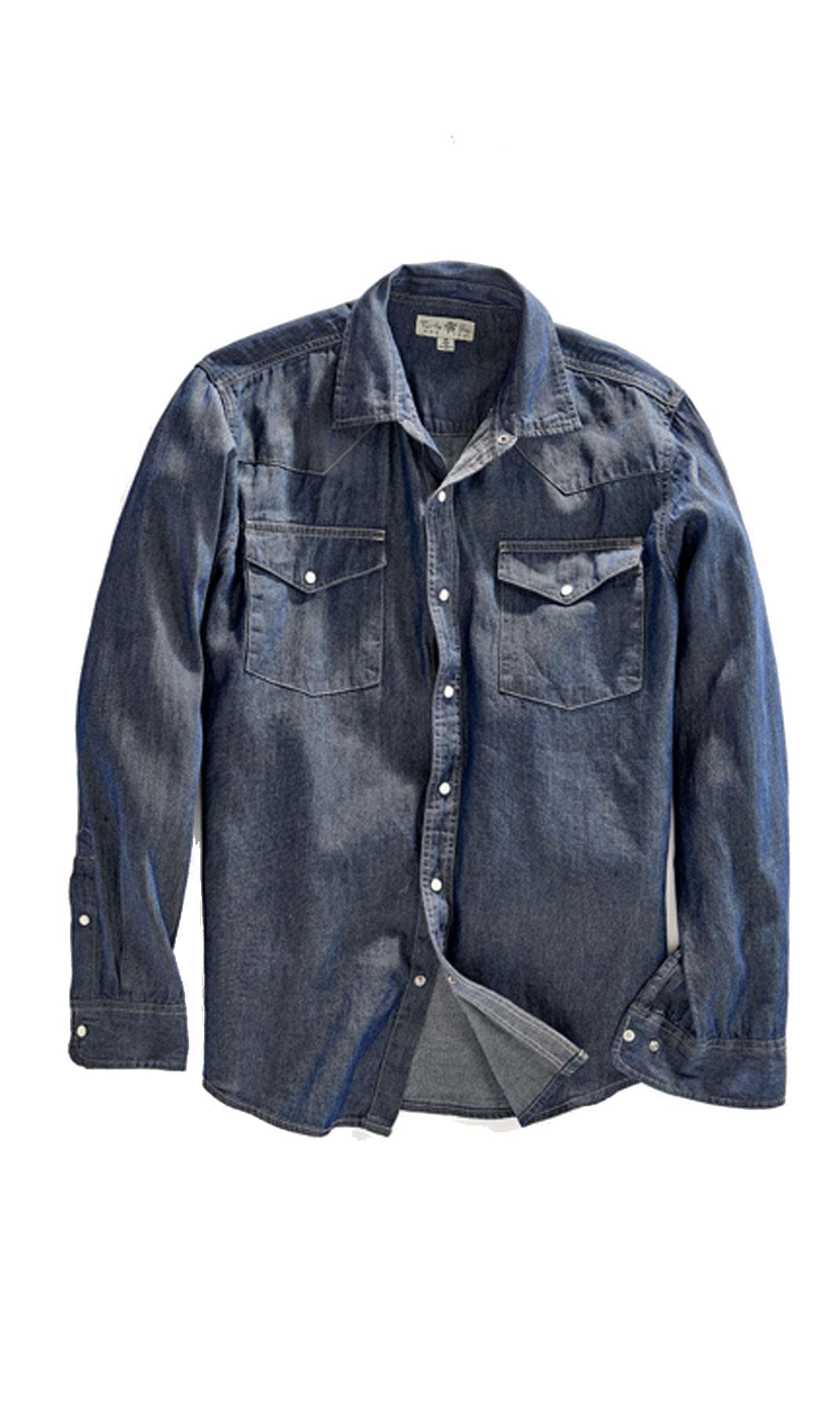 Mens Western Snap Front Button Shirt in Denim and Twill with a Stitche ...