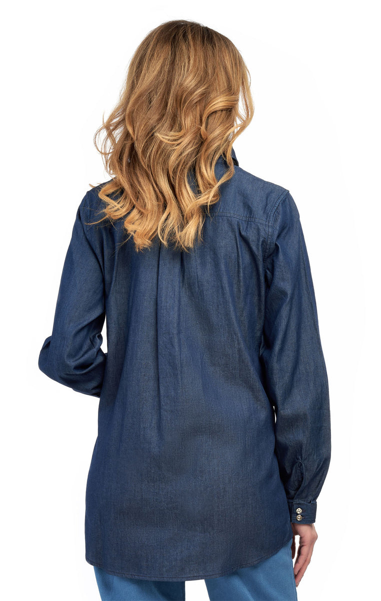 Women's Long Sleeve Denim Tunic Top - An All Season Wear – TURTLE BAY ...